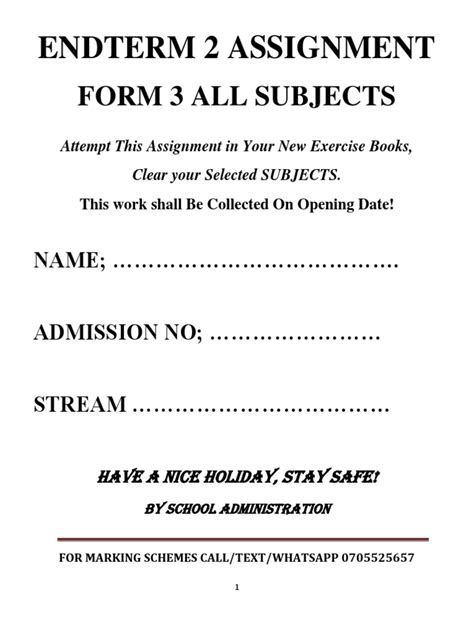 Form 3 All Subjects Endterm 2 Assignment Pdf Dietary Supplements