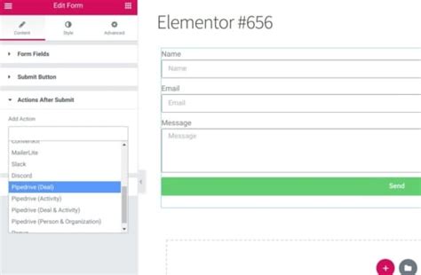 elementor pro form widget pipedrive crm integration instructions