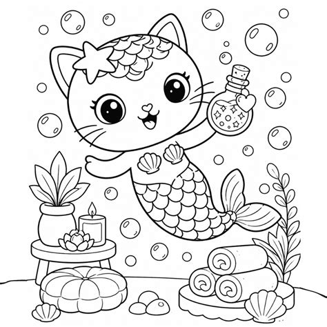 Free Mercat Coloring Page Gabbys Dollhouse Art