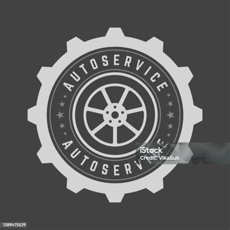차량 정비 및 복원을 위한 현대 자동차 서비스 벡터 로고 그레이 기어 스티커 수리점 튜닝 고급에 대한 스톡 벡터 아트 및 기타