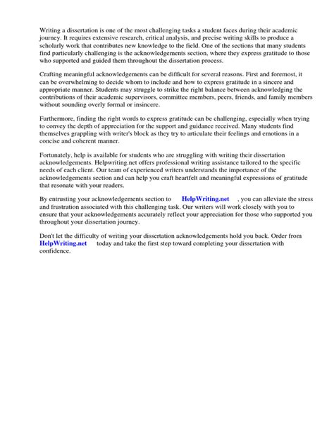 Dissertation Acknowledgements Examples Pdf Thesis Gratitude