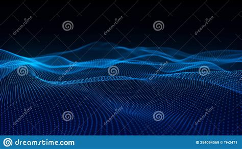 Abstract Digital Wave Of Particles Big Data Visualization 3d