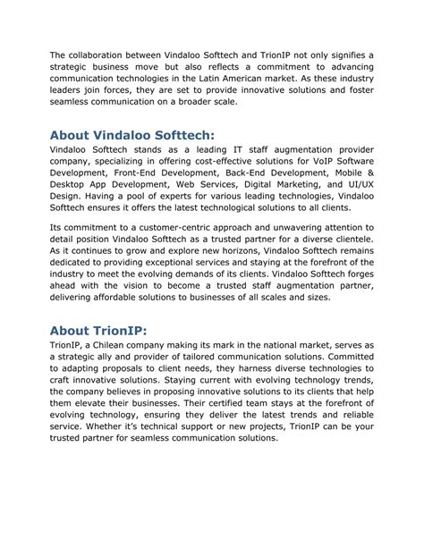 Ppt Vindaloo Softtech Is Partnering With Trionip To Extend Its Footprints To The Latin