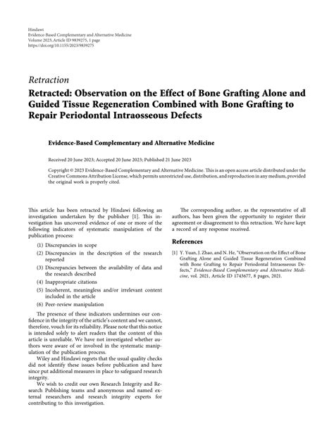 Pdf Retracted Observation On The Effect Of Bone Grafting Alone And Guided Tissue Regeneration