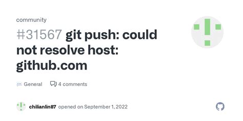 Git Push Could Not Resolve Host · Community · Discussion 31567 · Github