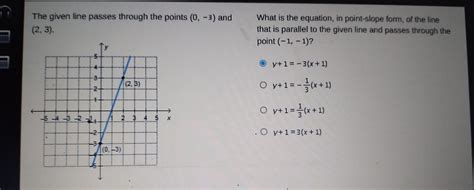 Solved The Given Line Passes Through The Points 0 3 And What Is The