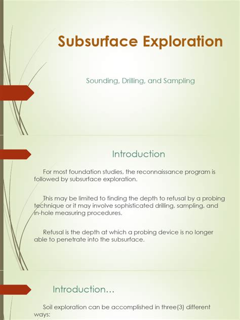 Subsurface Investigaton Subsurface Exploration Pdf Earth Sciences