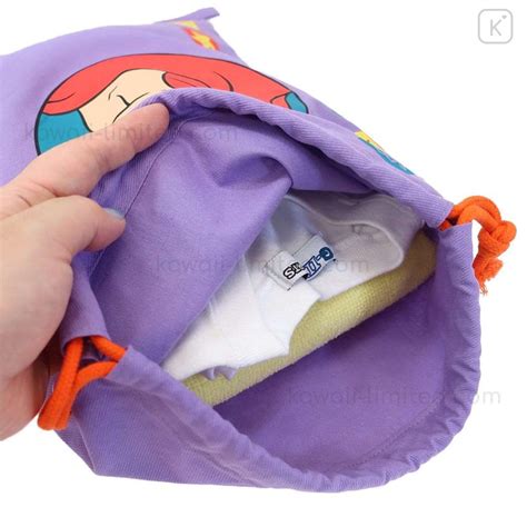 Japan Disney Drawstring Pouch Ariel Purple Kawaii Limited
