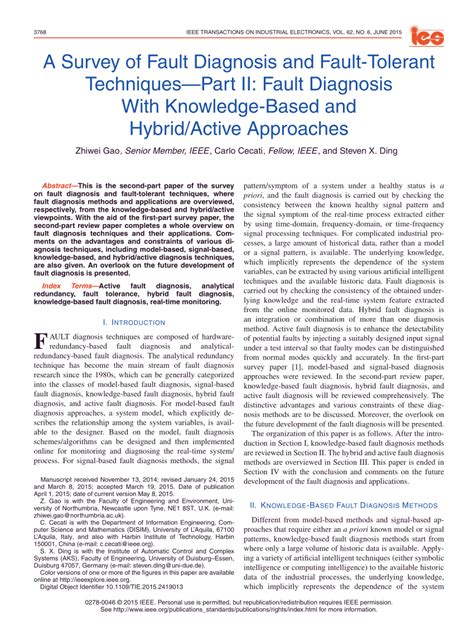 Pdf A Survey Of Fault Diagnosis And Fault Tolerant Techniques—part Ii