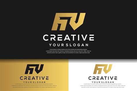 추상 모노그램 초기 편지 Av 로고 디자인 프리미엄 벡터