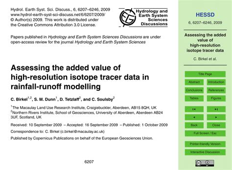 Pdf Assessing The Added Value Of High Resolution Isotope Tracer Data