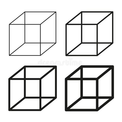 Isometric Cube Collection Set Of 3d Cube Designs With Various Line Thicknesses And Styles