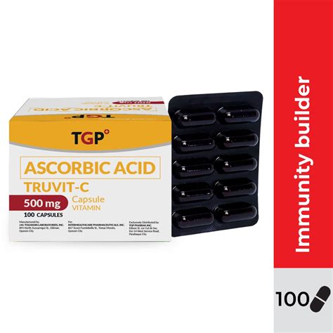 1 Box Truvit C Tgp Ascorbic Acid 100 Capsules 56243mg 100 Vitamin C
