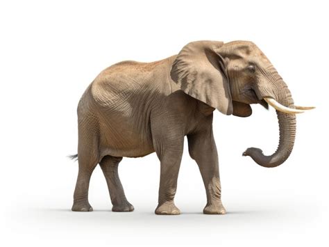 흰색 배경에 고립 된 아프리카 코끼리 프리미엄 사진