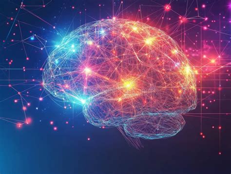 Vibrant Digital Brain with Glowing Neural Connections and Colorful Light Points Symbolizing ...