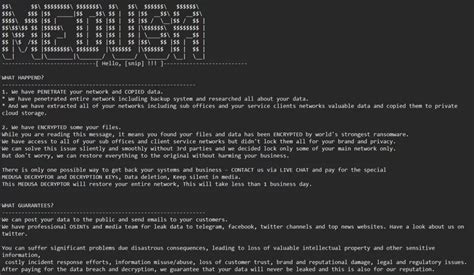 Dark Web Profile Medusa Ransomware Medusalocker