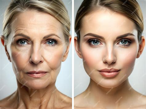 Visualization Of A Womans Face In Youth And Old Age Comparison Collage