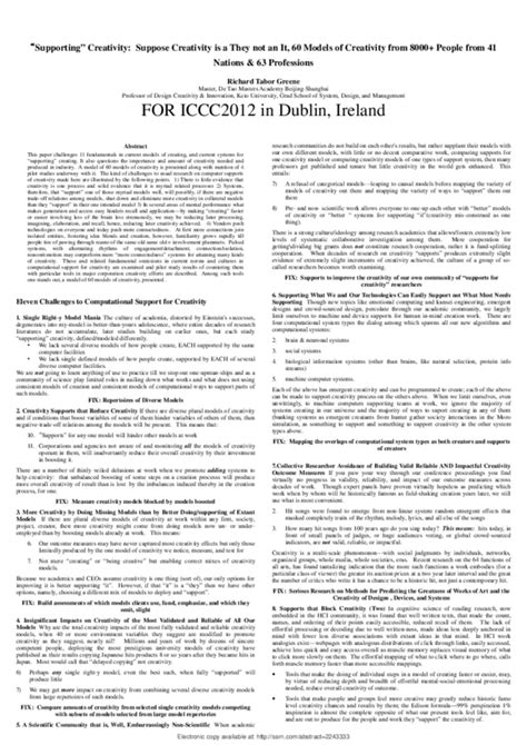 Pdf Supporting Creativity Suppose Creativity Is A They Not An It