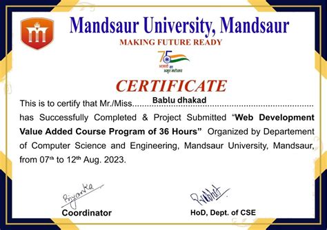 Bablu Dhakad On Linkedin I Have Completed My Web Devlopment Workshop Of 7th To 12th August It