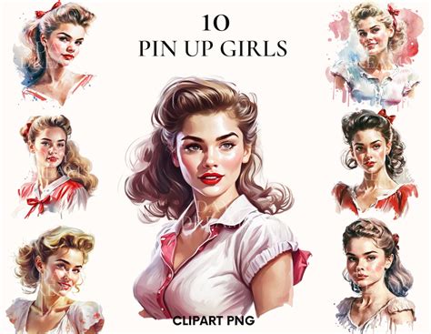 Pin Up Girl Clipart Flower Faces Clipart Bundle Beautiful Girl Model