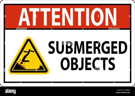 Water Safety Sign Attention Submerged Objects Stock Vector Image