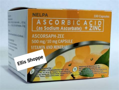 Ascorsaph Zee Vitamin C Ascorbic Acidas Sodium Ascorbate500mg Zinc