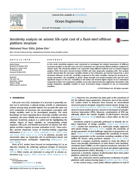 Pdf Sensitivity Analysis On Seismic Life Cycle Cost Of A Fixed Steel Offshore Platform Structure