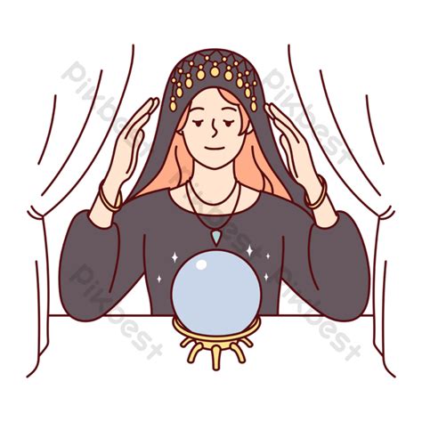 마법의 공을 가진 점쟁이 여성 일러스트 Png Eps 무료 다운로드 Pikbest