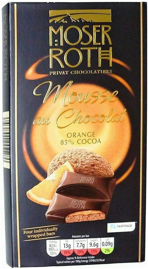 Moser Roth Mousse Au Chocolat Orange 85 Cocoa Fairtrade Dark Chocolate