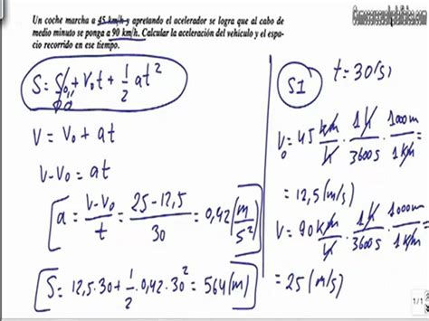 Problema Resuelto De Cinematica 32 Calcular Espacio Y Aceleracion