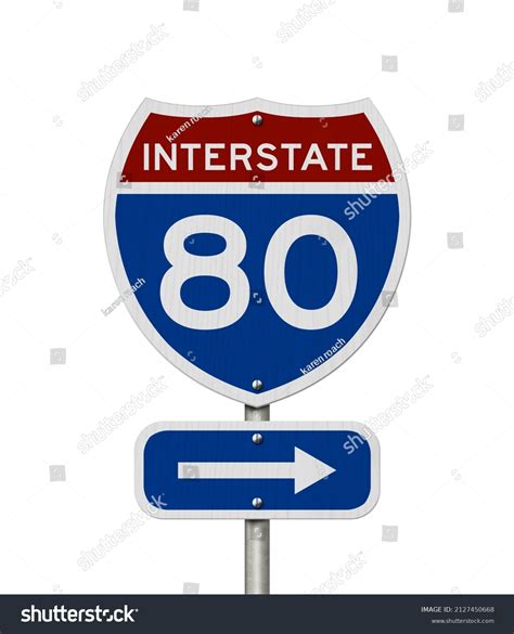 I 80 Interstate Usa Red Blue Highway Stock Illustration 2127450668