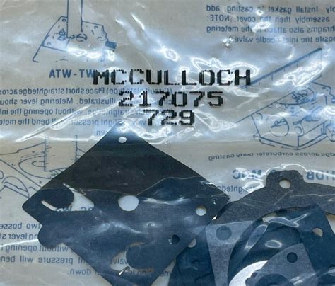 Nos Oem Mcculloch Carburetor Major Repair Kit Walbro Hdb 6a Pn 217075