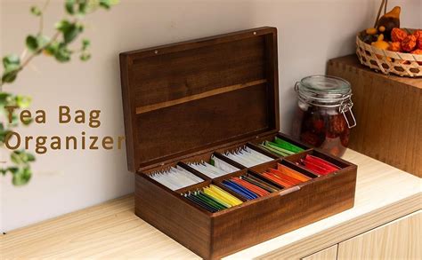 Acacia Wooden Tea Bag Organizers Tea Packet Storage Boxes