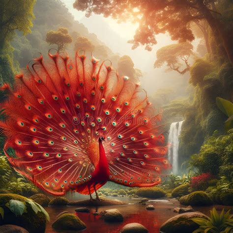 Beautiful Red Peacock In The Jungle Stock Image Image Of Peacock