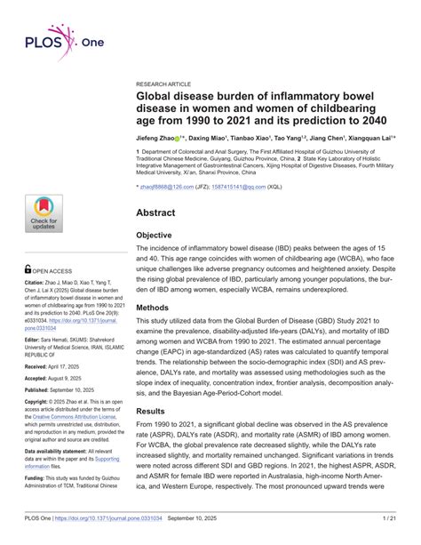 Pdf Global Disease Burden Of Inflammatory Bowel Disease In Women And