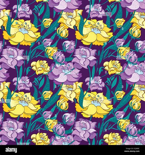 Elegant Romantic Spring Texture With Beautiful Flat Design Flowers On