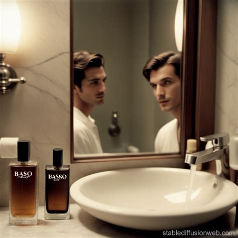 Man Gazing At Basso For Men Perfume Bottle Stable Diffusion Online