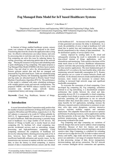 Pdf Fog Managed Data Model For Iot Based Healthcare Systems