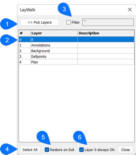 Laywalk Dialog Box Bricscad Lite And Pro Bricsys Help Center