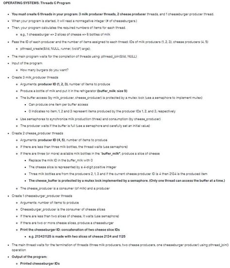 OPERATING SYSTEMS Threads C Program You Must Chegg