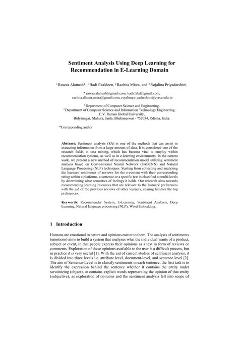 Pdf Sentiment Analysis Using Deep Learning For Recommendation In E