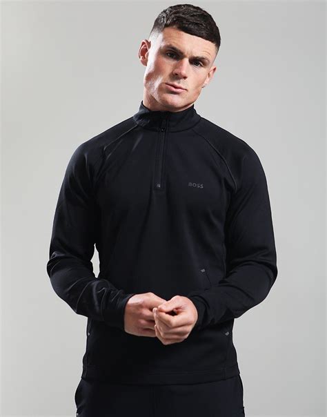 Boss Sweat Active Half Zip Sweat Black Terraces Menswear