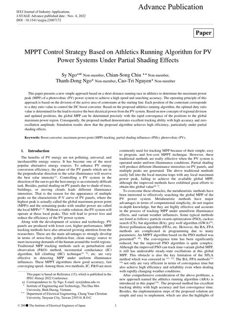 Pdf Mppt Control Strategy Based On Athletics Running Algorithm For Pv