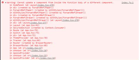 React Warning Cannot Update A Component From Inside The Function Body Of A Different