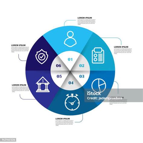 벡터 인포그래픽 서클 6 가지 옵션이있는 사이클 다이어그램 차트 그래프 보고서 프리젠 테이션에 사용할 수 있습니다 6에 대한 스톡 벡터 아트 및 기타 이미지 Istock
