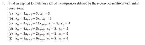 Solved 1 Find An Explicit Formula For Each Of The Sequences