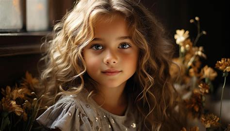 Ai Generated Cute Girl Smiling Looking At Camera Enjoying Nature