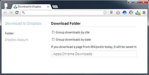 download files directly to dropbox from right click menu in chrome