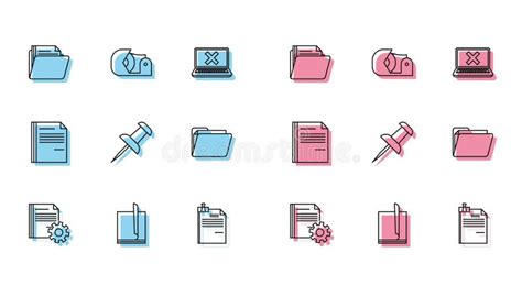 Set Line Document Settings With Gears File Document Folder And