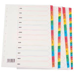 Q Connect File Dividers Mylar Multi Coloured Tabs Colemans